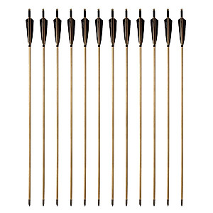 e5e10 Wooden Arrows Archery Handmade Arrows 33inch Shaft with Turkey Feather Fletching for Recurve Bow Longbow Hunting Practice 12PACK (Black)