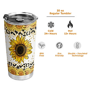 20oz Sunflower Mother Tumbler, Amazing Loving Strong Happy Selfless Graceful, Mom, Grandma Gifts, Coffee Thermos for Women, Stainless Steel Double Wall Vacuum Insulated Coffee Mug, Travel Cup with Lid