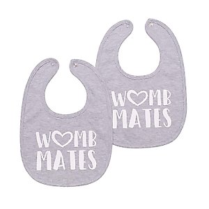 Twinstuff Womb Mates Twins Baby Bibs - 100% Soft Cotton, Unisex Twin Bib Set For Boys and Girls