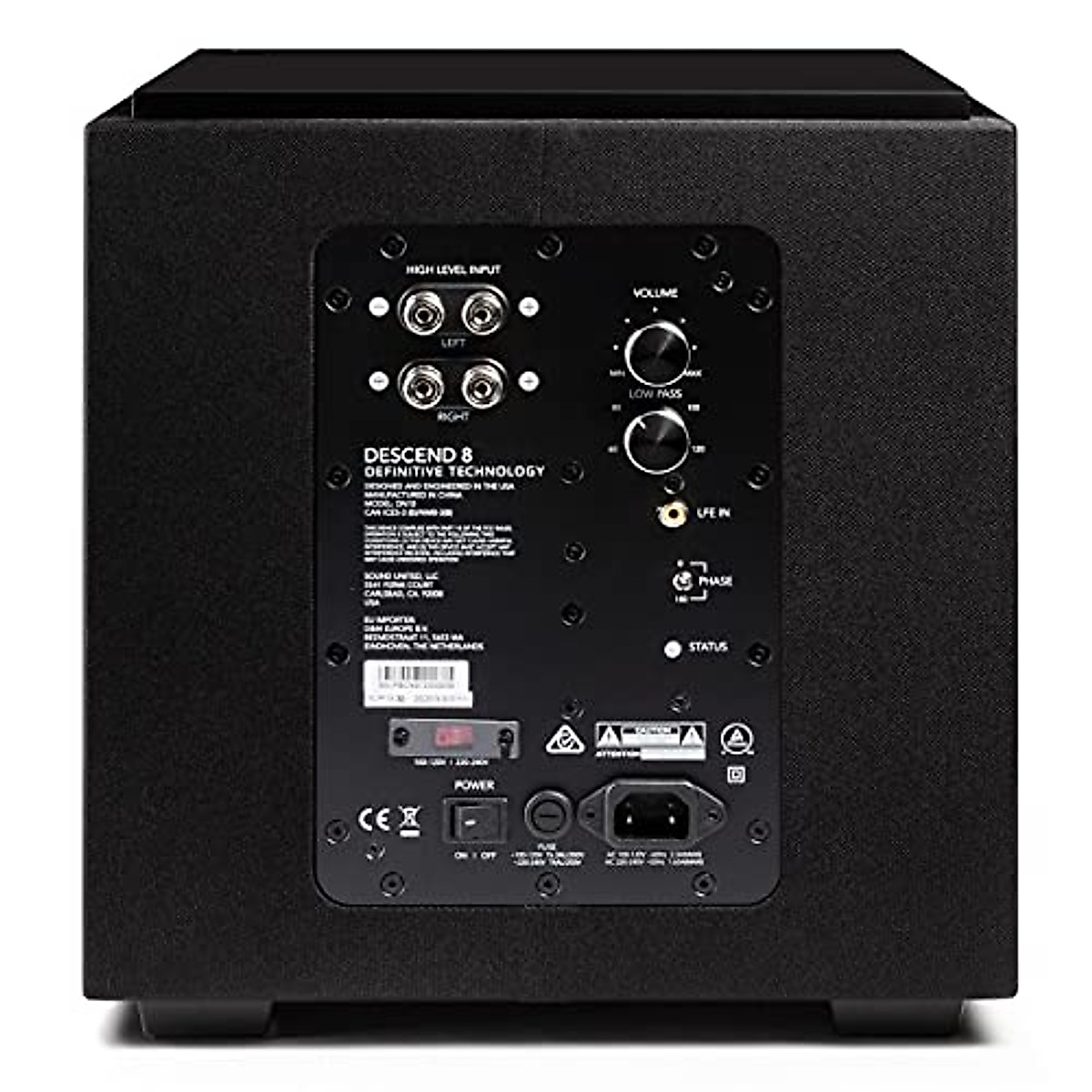 Definitive Technology Descend DN8 8" Subwoofer (2021 Model) - Digitally Optimized for Movies & Music, New 3XR Architecture, 500W Peak Class D Amplifier & (2) Pressure-Coupled 8" Bass Radiators, Black