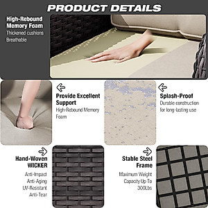 Joyside Patio Swivel Rocker Wicker Chairs - Outdoor Swivel Rocking Chairs Set of 2 with Wicker Side Table, Patio Swivel Rocker Chair 3 Piece Patio Furniture Sets for Porch Deck(Brown/Beige)