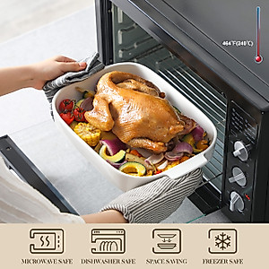 MALACASA Casserole Dishes for Oven, Porcelain Baking Dishes Set of 3, Durable Casserole Dish Set Lasagna Pan Deep, Ceramic Bakeware Sets with Handles, White (13.8''/11.7''/9.4''), Series Bake