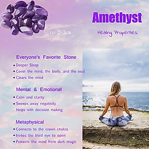 Amethyst Tumbled Polished Natural Healing Crystals Stones Bulk Rocks Stones Crystal for Energy Reiki Tumbling Cabbing Balancing Decoration Gemstones Crystal Healing Meditation Therapy Gift 100g