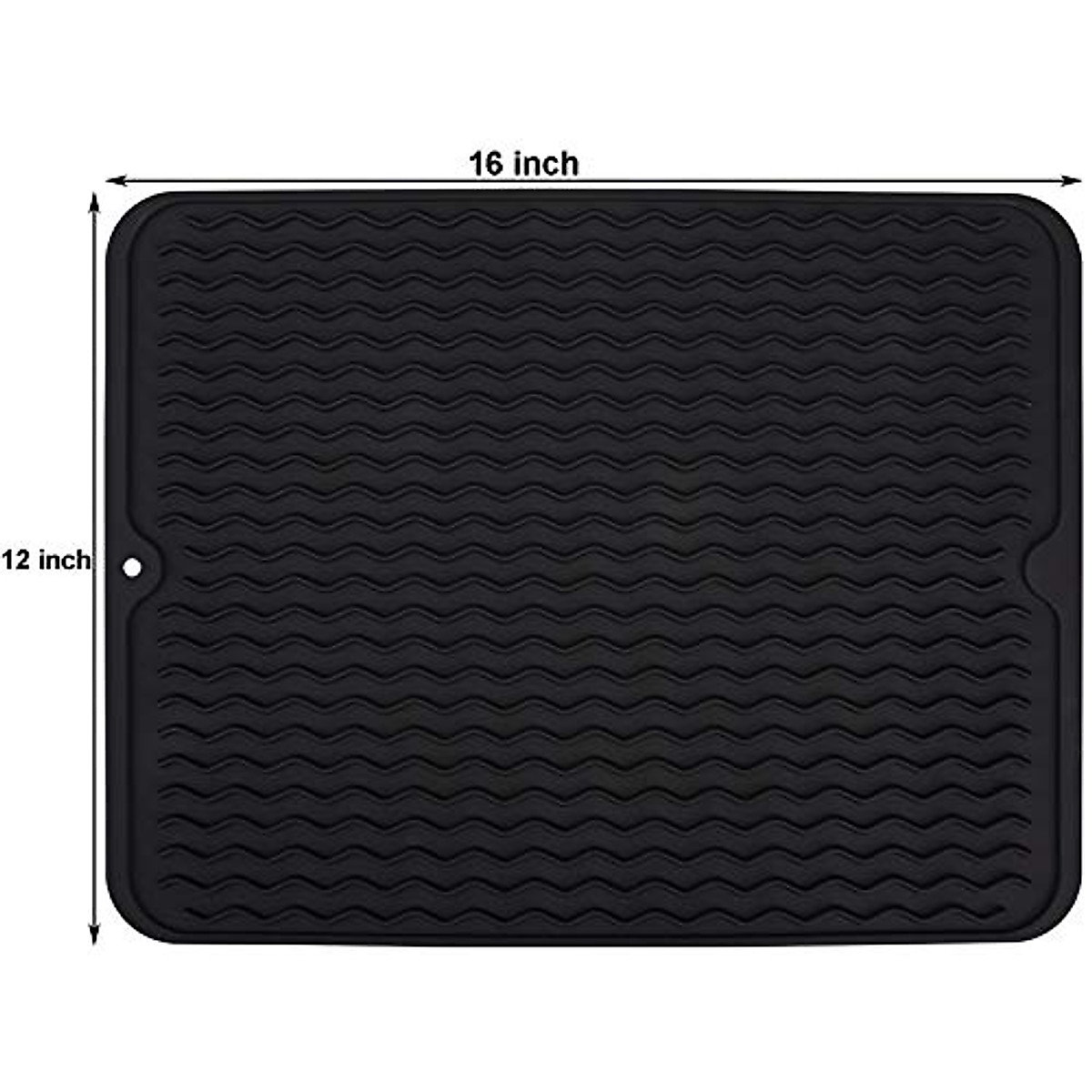 Nicunom 2 Pack Silicone Dish Drying Mat 16" x12", Waterproof Countertop Pad, Heat Resistant, Eco-friendly, Non-slipping, Easy Clean Dishwasher Safe, Black