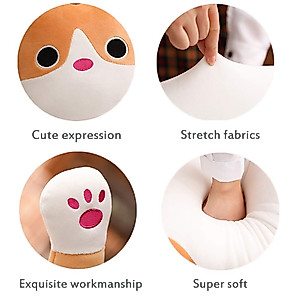 Jensquaify Long Cat Plush Pillow, Soft Cat Stuffed Animals Body Pillow Kitten Plush Hugging Pillow Toy Gifts for Kids (Brown, 35.4 inch)