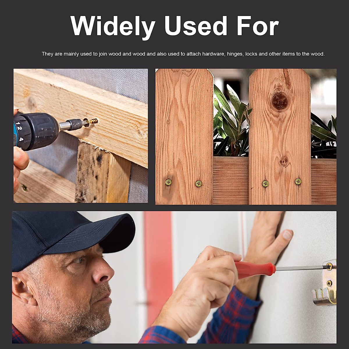 NINDEJIN Flat Head Wood Screws Assortment Kit, Phillips Drive Self Tapping Screws, M3.5 Small Wood Screws, Finish with Yellow Zinc Plated, 151 pcs Self-Tapping Screws Set with 1pcs Phillips Screw Bit