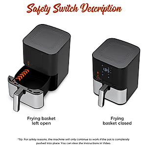 Kitchen Elite Air Fryer Oven 4.5 Qt, 1-Touch Digital Display Compact Cooker，Space-saving, Nonstick and Dishwasher Safe Basket, Stainless Steel