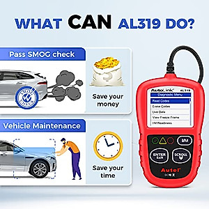 Autel OBD2 Scanner Autolink AL319 Code Reader Read and Erase Codes Check State Emission Monitor Status Powerful Scan and Car Diagnostic Tool