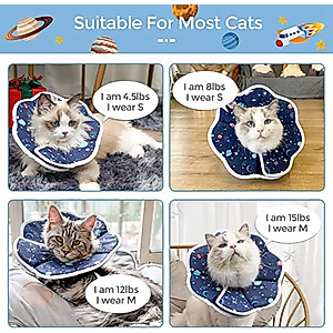 Soft Cat Cone,and Pet Teaser Cat Toy Recovery Cone Collar for Cats After Surgery to Stop Licking Scratching,Elizabethan Collar of Shame Alternative for Kitten Puppy (S)