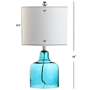 JONATHAN Y JYL1027A Gemma 19" Glass Bell LED Table Lamp, Coastal, Cottage, Transitional, Modern, Office, Living Room, Family Room, Dining Room, Bedroom, Hallway, Foyer, Moroccan Blue