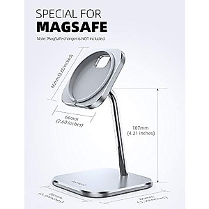 Lamicall Phone Stand for MagSafe Charger - Adjustable Aluminum Charging Holder Dock Cradle for Desk 360° Rotation, Compatible with Apple iPhone 14 Plus 13 12 Mini, Pro, Pro Max[MagSafe Not Included]