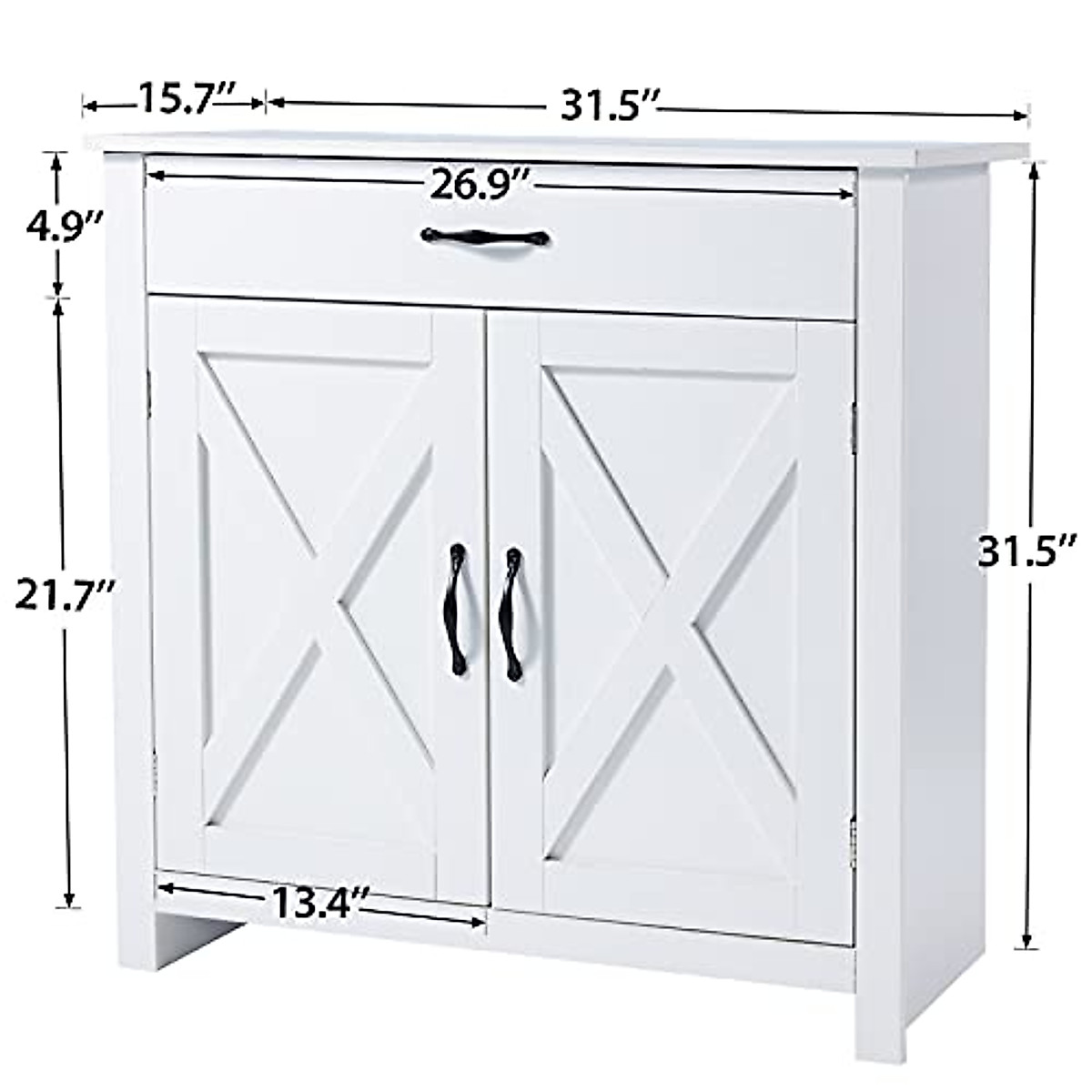 AVAWING Kitchen Sideboard Buffet Cabinet, Modern Farmhouse Kitchen Storage Cabinet with Drawer and Adjustable Shelf, Coffee Bar Cabinet for Kitchen, Dining Room, Bathroom, Entryway, White