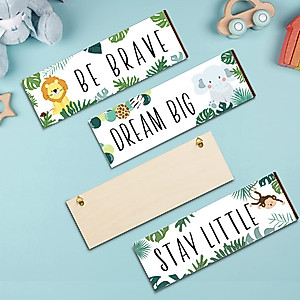 UBTKEY Safari Nursery Decor for Boys, Safari Animals Wall Decor for Boys Nursery Room Bedroom, 4 Pieces Inspirational Wall Art Wall Decorations for Boys Room Classroom Bedroom