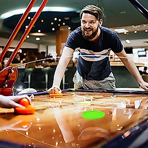 Coopay Air Hockey Pushers and Thicker Air Hockey Pucks, Goal Handles Paddles Replacement Accessories for Game Tables (4 Striker, 4 Puck Pack) (Red, Black, Blue, Green)