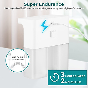 Automatic Soap Dispenser, Dish Soap Dispenser for Kitchen Sink, Kitchen Soap Dispenser Set Wall Mount or Countertop Rechargeable Dispenser Liquid + Foaming Hand