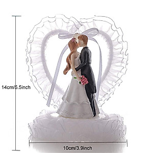 FULCLOUD 5.5inch Wedding Cake Toppers ,Romantic Bride Groom Love Cake Topper Figurines Resin Doll Ornaments ,Fun Cake Topper for Engagement Wedding Anniversary Decorations Gifts