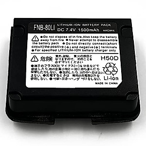 Youmei 1500mAh Li-ion Battery Pack Replacement for FNB-80LI Compatible with Yaesu VX-5R VX-6R VX-7R Standard Horizon HX460 HX470 Two-Way Radios