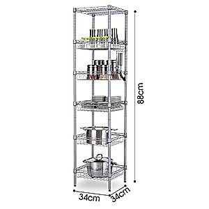 Ynredee 6 Tier Shelving Storage Unit Storage Rack,Adjustable Heavy Duty Metal Shelf Wire Storage Rack for Home Office Garage Kitchen Bathroom Organization