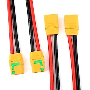 Amass 2 Pairs XT90S Pigtails XT90 Wire XT-90S XT 90 Plug Male and Female Connector 150mm 10AWG Silicon Wire for RC Lipo Battery FPV Racing Drone …
