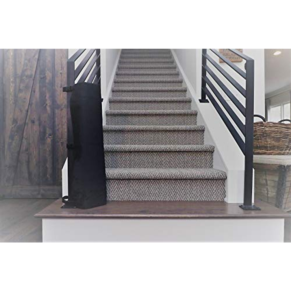The Stair Barrier Banister to Banister No Drill Baby Gate for Stairs - Fabric Excellence Easy Setup Maximum Security with Portable Pet Gate for Stairs - Climb-Proof Neat and Tidy Fabric Baby Gate