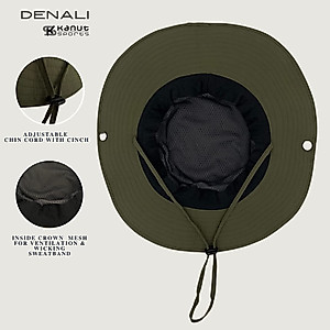 KANUT SPORTS Denali Boonie Sun Hat with Wide Brim Foldable for Fishing Hiking,Hunting, Golf Summer Hat for Men and Women(Olive Green,Large)