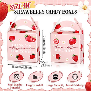Sinload 24 Pack Strawberry Birthday Party Favor Sweet Strawberry Treat Box 6.1 x 3.9 x 8.3 in Fruit Gift Candy Box Strawberry Theme Goodie Present Box for Sweet One Birthday Baby Shower Decor Supplies