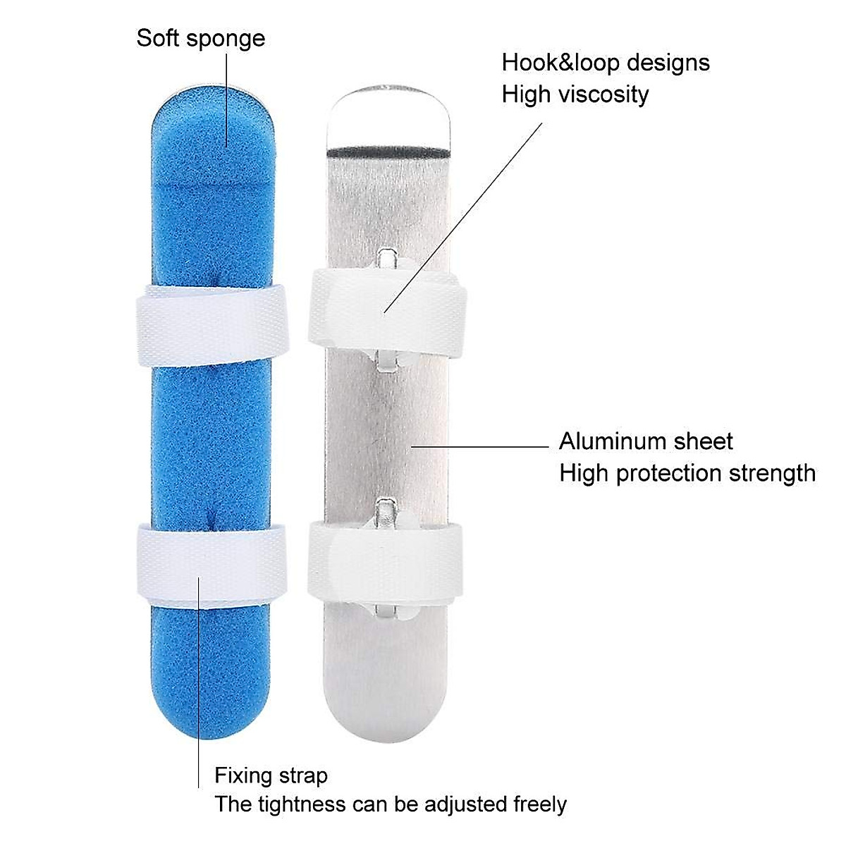 Finger Splint, Aluminum Finger Adjustable Finger Orthosis with Soft Sponge Lining Finger Brace for Broken Fingers Arthritis Pain Sports Injuries(S)