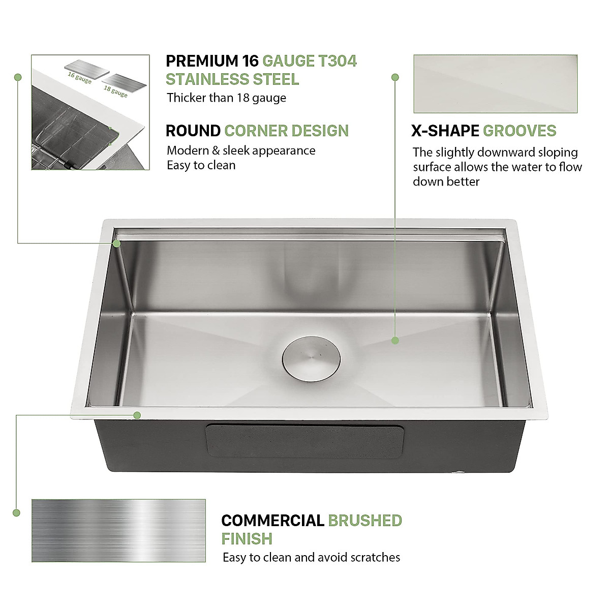 32 Undermount Kitchen Sink - Beslend 32x19 Inch Undermount Sink Ledge Workstation Kitchen Sink Stainless Steel 16 Gauge 10 Inch Deep Single Bowl Kitchen Sink with Accessories