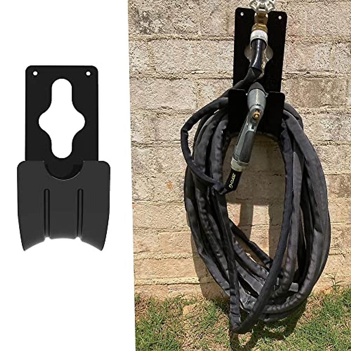 Hourleey Garden Hose Hanger, Heavy Duty Hose Holder Fit to 25ft 50ft 75ft 100ft Water Hose (1-Pack)