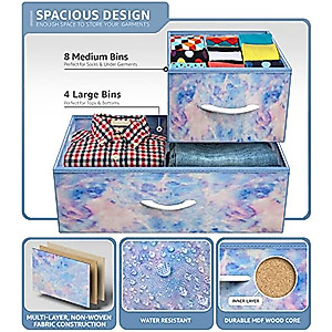 Sorbus Kids Dresser with 12 Drawers - Chest Organizer Unit with Steel Frame Wood Top & Handle, Fabric Bins for Clothes - Large Furniture for Bedroom Hallway Kids Room Nursery & Closet (Blue - Tie-dye)