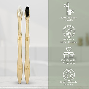Palm Naki Bamboo Toothbrushes (10 Pack) - Eco Friendly, Biodegradable Toothbrushes, Soft Bristle Toothbrush, BPA Free