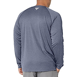 Columbia Men's PFG Terminal Tackle™ Heather Long Sleeve Shirt,Collegiate Navy Heather/White Logo,X-Large