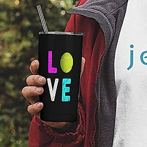 UWBNOQSV Favorite Tennis Tumbler Insulated Stainless Steel Travel Tumbler Car Cup with Lid with Straw And Brush 590ml