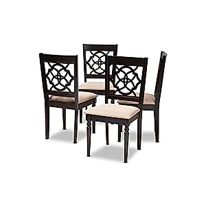 Baxton Studio Renaud Modern and Contemporary Sand Fabric Upholstered Espresso Brown Finished Wood Dining Chair