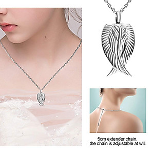 Angel Wing Cremation Necklace for Ashes Stainless Steel Urn Pendant Ashes Holder Memorial Jewelry-I’m Here WATCHING Over You