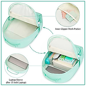MIRLEWAIY Fashion College School bag Large Travle Backpack Teen Neutral Bookbag Student Daypack Bag for Boys Girls, Mint green