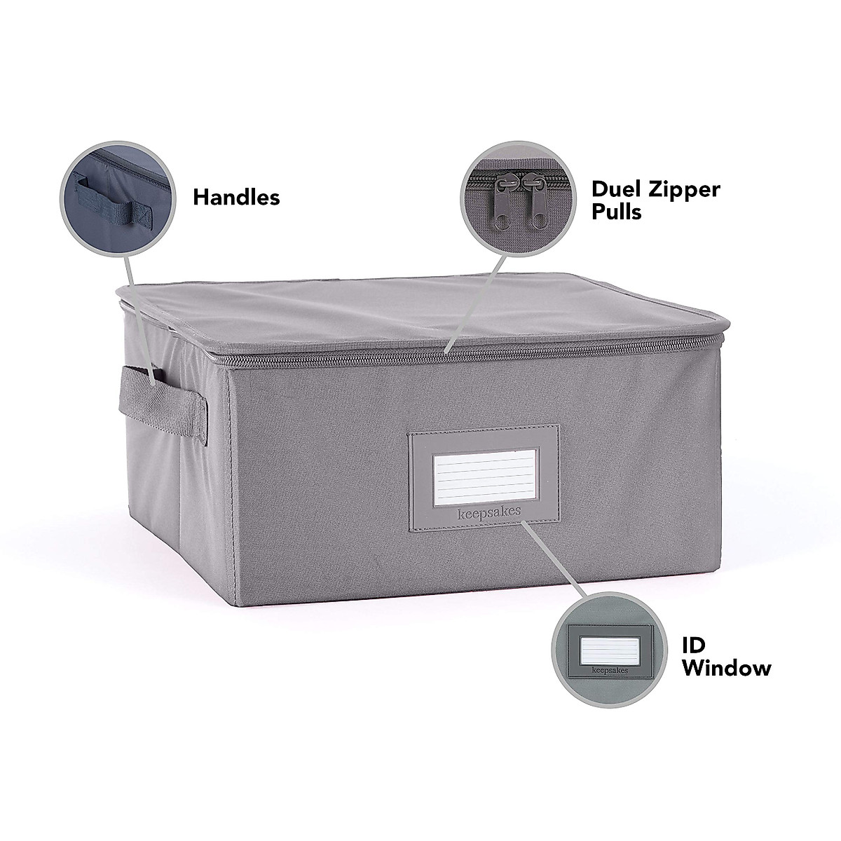 Covermates Keepsakes - Zip-Top Storage Box - Heavy Duty Polyester- Reinforced Handles - Stackable Design - Indoor Storage-Graphite