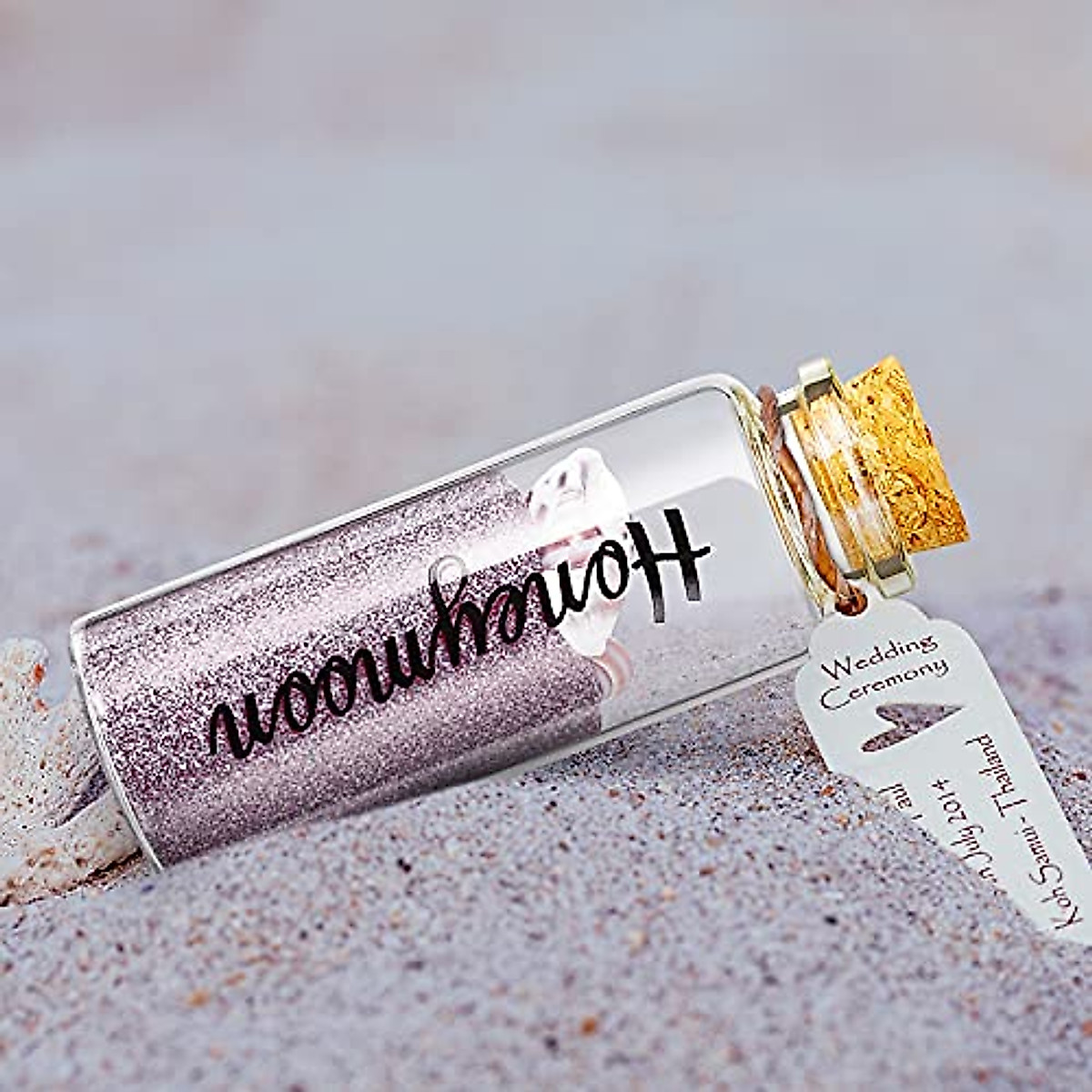 Honeymoon Sand Keepsake Jar Honeymoon Glass Bottle Glass Jar Cylinder Glass Jar with Cork Lid Honeymoon Souvenir for Diy Crafts, Travel, Bride or Newlywed Couple, Wedding Engagement, 55 ml (2 Pieces)