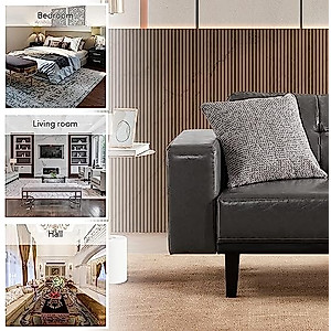 AYEASY Faux Leather Sofa, 79" W Mid Century Modern Couch, Oversized Loveseat Large Classic Living Room Sofa, Deep Seated Leather Sofa with Solid Wood Legs for Bedroom Office Apartment, Grey