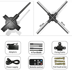 3D Hologram Fan HD Hologram Projector Advertising LED 4 Leaves Tabletop Holographic Fan Display for Business Store Advertising Display Christmas