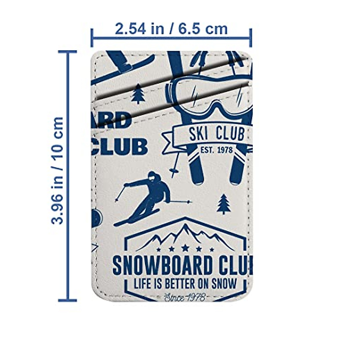 Diascia Pack of 2 - Cellphone Stick on Leather Cardholder ( Ski Snowboard Club Pattern Pattern ) ID Credit Card Pouch Wallet Pocket Sleeve