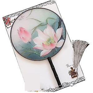 Folding Hand Fan Folding Fan Handheld Folded Fan Chinese Style Round Fan with Wooden Handle Portable Printed Vintage Fan Dance Wedding Favors Foldable Fan Hand Held Fans (Color : J, Size : 21cm)