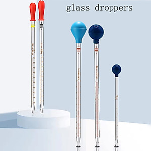 Thick Glass Graduated Dropper Pipettes with Caps Set of 5(1ml 2ml 3ml 5ml 10ml)