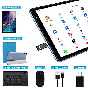 SEBBE Tablet 10 Inch Android 13 Tablet PC 12GB RAM + 128GB ROM TF 1TB Octa-Core 2.0 GHz, Bluetooth 5.0 | 5G WiFi | 6000mAh | 1280 * 800 | 5MP+8MP, Tablet with Keyboard and Mouse Blue