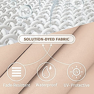 UDPATIO 9FT Patio Umbrella Outdoor Market Table Umbrella with Stand, 2-Year Nofading UV Protection Waterproof Sun Umbrella Fabric for Garden, Lawn & Yard, Beige