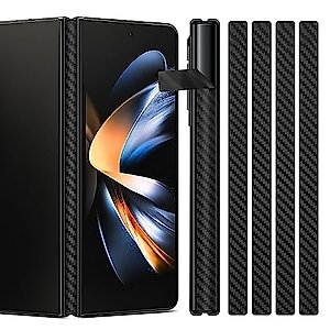 4 Pack for Samsung Galaxy Z Fold 4 Hinge Protector Skin Wrap Cover Film Sticker Phone Carbon Fiber 3M Flexible PVC Vinyl Thin Decal Protective Film for Side Border HD Clear (Carbon Fiber Black)