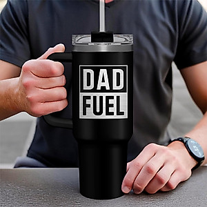 SANDJEST Dad Gifts from Daughter Son, Dad Fuel Tumbler with Handle 40oz, Stainless Steel Insulated Cup Gift Set with Lid & Straw, Coffee Tumblers for Dads Father's Day Birthday Christmas