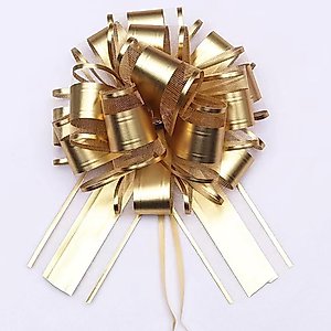 HQJAXJ 6 PCS Pull Bow,Gold Gift Bows for Presents 6 inch Pull Bow for Gifts Wrapping Party Gift Boxes Bow Basket Packaging Bows for Valentine's Day Presents Flower Decorations (gold)