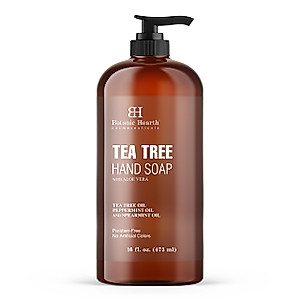 Botanic Hearth Tea Tree Liquid Hand Soap - Sulfate Free Formula - Multi Purpose Hand Wash with Aloe Vera and Premium Grade Tea Tree Oil, Pump Dispenser - 16 fl oz