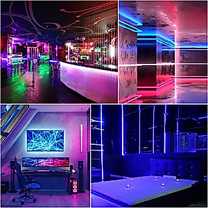 UNICROWN 100ft Waterproof Led Strip Lights - 5050 RGB Led Lights Strips and 16 Million Color Changing with Bluetooth Music Sync App Remote Controller for Home Bedroom Party (12v, 6 Rolls of 16.4ft)
